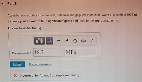 Solved Due To Its Slight Compressibility The Density Of