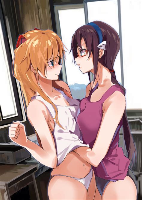 Souryuu Asuka Langley And Makinami Mari Illustrious Neon Genesis Evangelion And 1 More Drawn