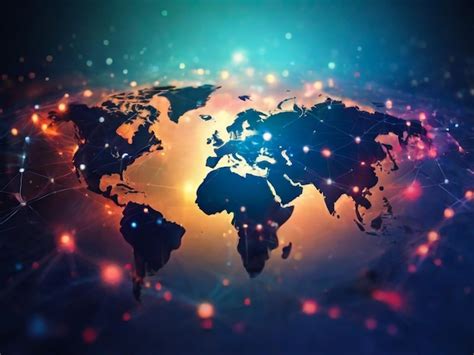 Premium Photo Global Connection Network Background World Map Internet Technology Concept Or
