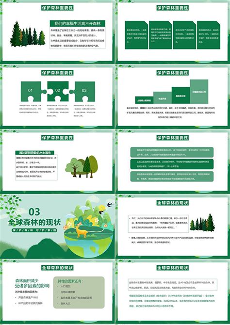 卡通绿色简约321世界森林日公益活动宣传ppt模板卡卡办公