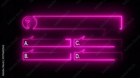 quiz neon line animation with option selection on black background
