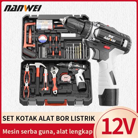 Jual NANWEI Hand Toolset Tool Kit Set Toolbox Cordless Drill Set