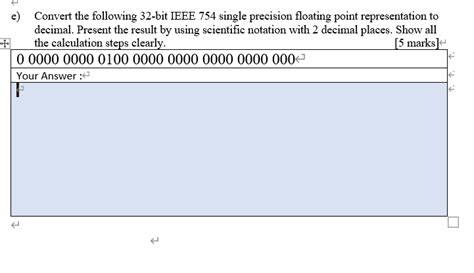 Solved Convert The Following 32 Bit Ieee 754 Single