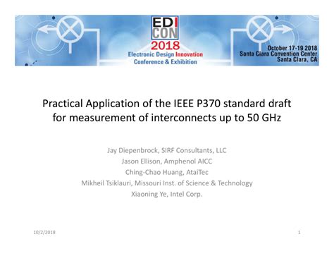 PDF Practical Application Of The IEEE P370 Standard For Measurement Of Interconnects Up To 50 GHz