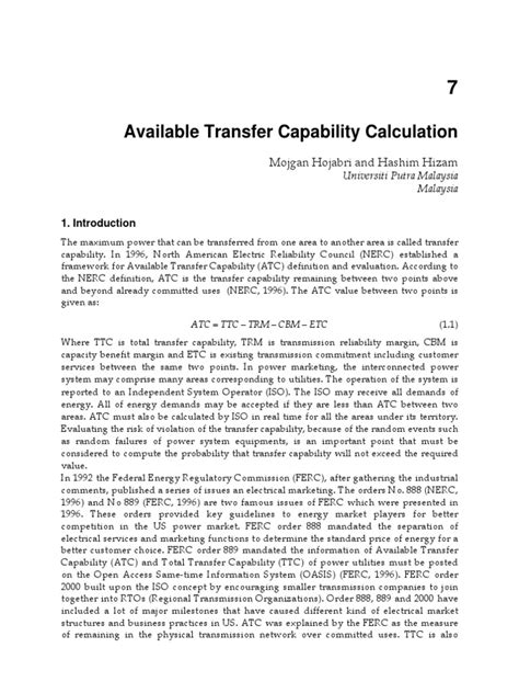 Pdf Intech Available Transfer Capability Calculation Dokumentips
