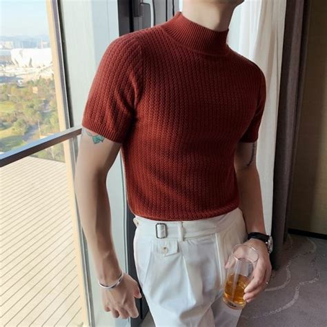 직장인 XX XL 여름 남자 반팔 회사원 슬림핏 니트 반팔티 목티 목폴라 티몬