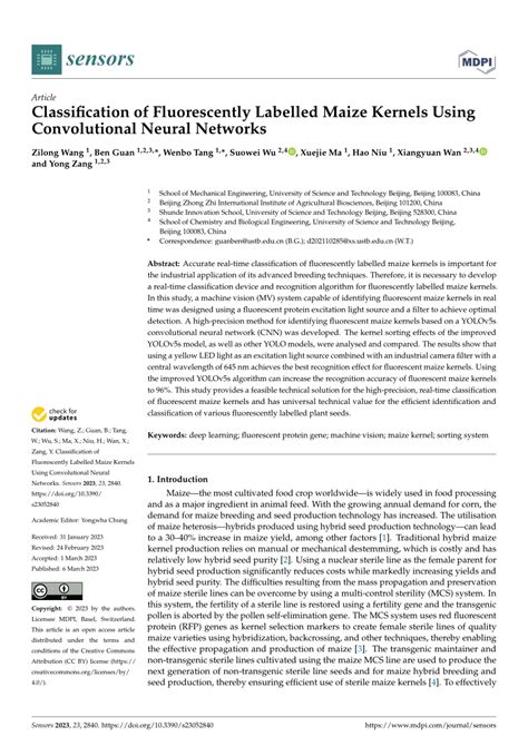 Pdf Classification Of Fluorescently Labelled Maize Kernels Using Convolutional Neural Networks