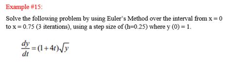 Solved Solve The Following Problem By Using Euler S Method Chegg