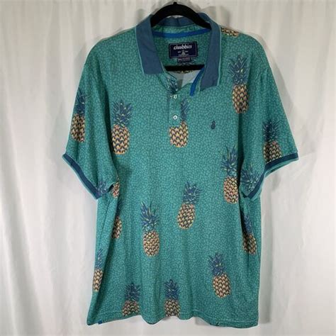 Chubbies Shirts Chubbies Polo Shirt Mens Xxl Blue Green Pineapple Hawaiian Short Sleeve
