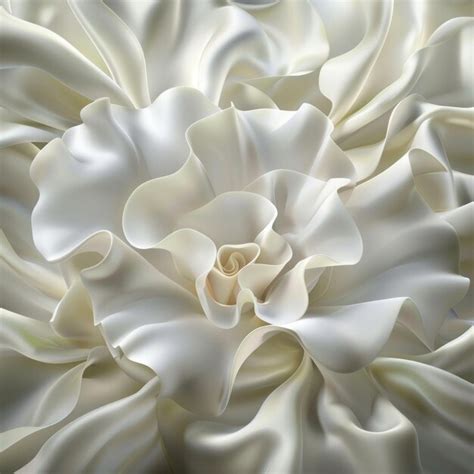 White Satin Swirls Elegant Abstract Background Luxurious Fabric Texture Romantic Floral Design