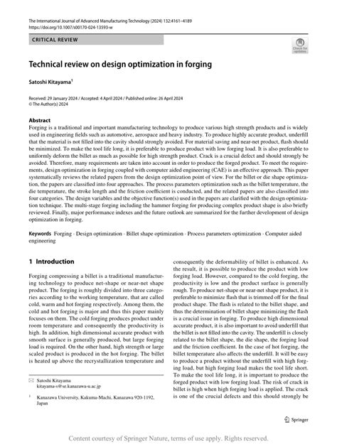 Pdf Technical Review On Design Optimization In Forging