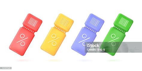 3d 티켓 숍 쿠폰 컬러 바우처 쿠폰 티켓 모형 렌더링 Evoucher 낮은 비율 무료 종이 상품권 태그 시네마 숍 할인 가격 디자인 깔끔한 벡터 일러스트 레이 션 3차원