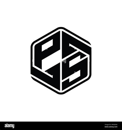 Ps Letter Logo Monogram Hexagon Shape With Ornament Abstract Isolated