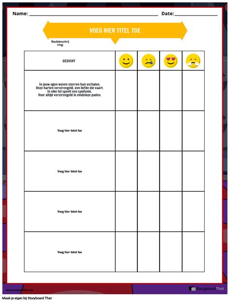 Stemming En Toon In Een Poëziewerkblad Storyboard