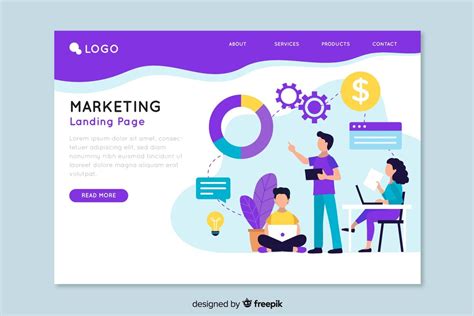 마케팅을위한 방문 페이지 템플릿 무료 벡터