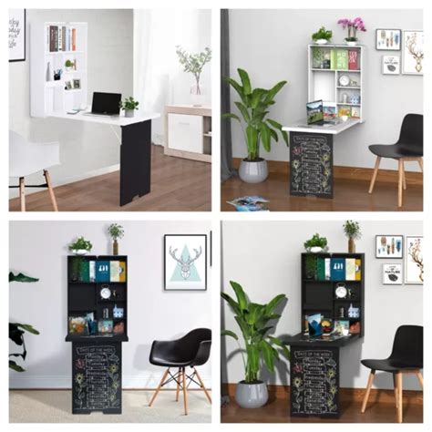 FOLDING WALL MOUNTED Drop Leaf Table Desk Fold Away Chalkboard Shelves