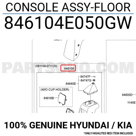Console Assy Floor 846104e050gw Hyundai Kia Parts Partsouq