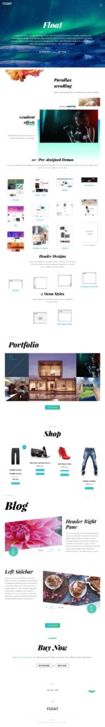Float Wordpress Theme Like Parallax Scrolling And Overlapping Design
