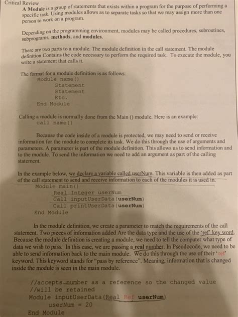 Solved Critical Review A Module Is A Group Of Statements