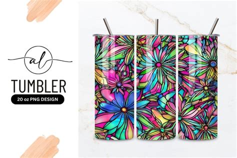 Vibrant Stained Glass Flower Garden Pattern