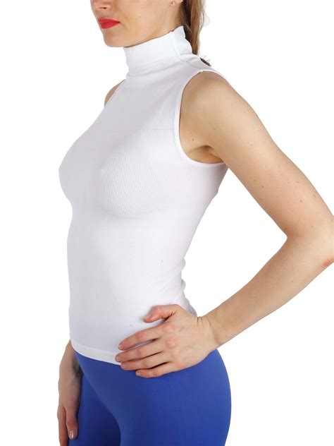 Basic Seamless Ribbed Sleeveless Mock Neck Turtleneck Shaping Tank Top