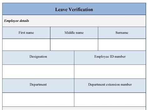Leave Verification Form Editable Pdf Forms