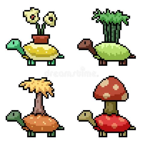 Pixel Art Fantasy Plant Turtle Stock Vector Illustration Of Turtle White 255771197