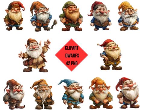 Clipart Dwarfs Cute Dwarfs Png Digital Print Vintage Dwarfs