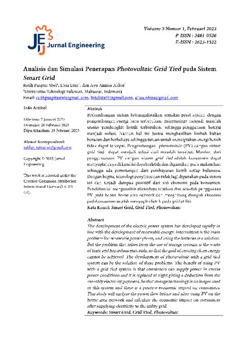 pdf analisis dan simulasi penerapan photovoltaic grid tied pada