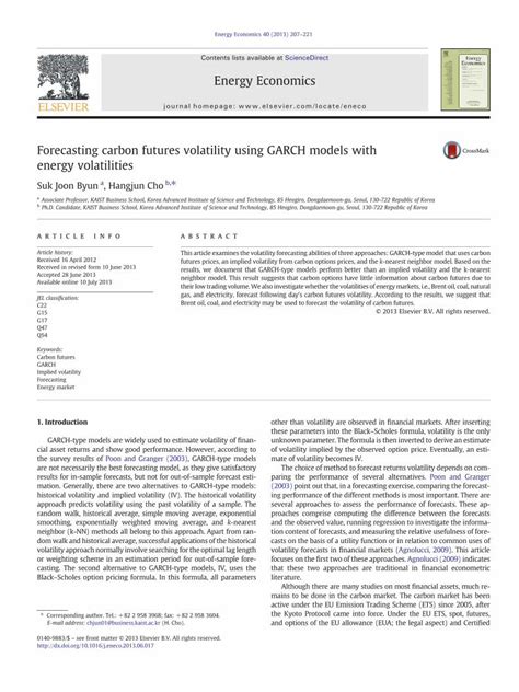 Pdf Forecasting Carbon Futures Volatility Using Garch Models With