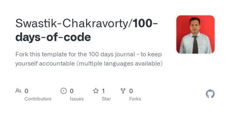 Swastik Chakravorty On Linkedin Github Swastik Chakravorty100 Days Of Code Fork This