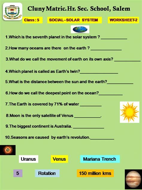 5th Grade Science Worksheets
