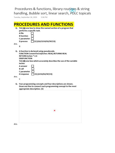 Procedu And Funct Library Handling Bubble Sort Linear Search Pdlc