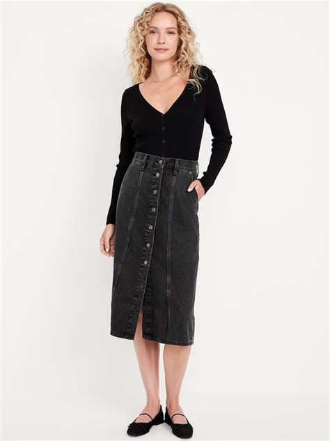 Button Front Denim Skirts Old Navy