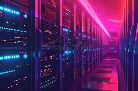A Photo Showing A Long Row Of Servers In A Bustling Data Center With