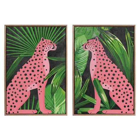 Kate And Laurel Sylvie Mid Century Jungle Cheetah Framed Canvas Wall