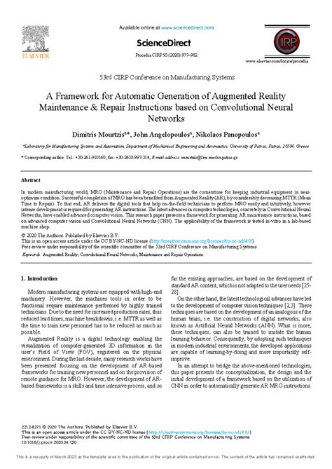 a framework for automatic generation of augmented reality maintenance