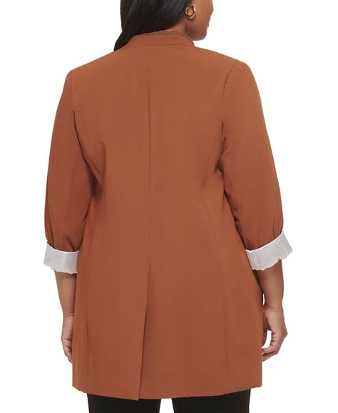 Calvin Klein Womens Plus Size Collarless Open Front Blazer Macys