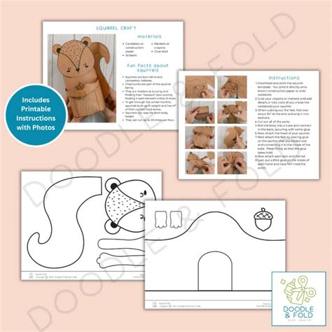 Easy Paper Squirrel Craft By Doodle And Fold Tpt