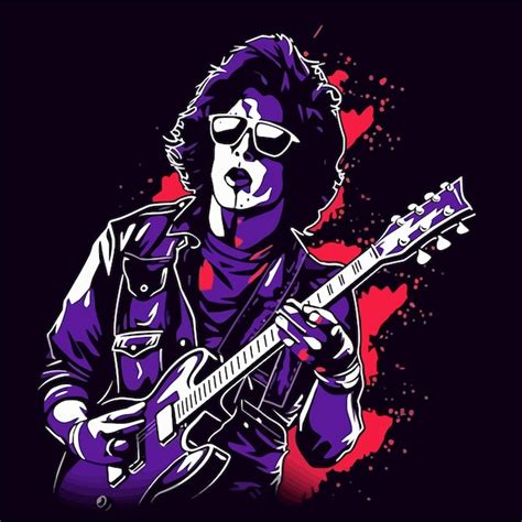 Um Guitarrista Tocando Guitarra Como Uma Ilustração De Estrela Do Rock
