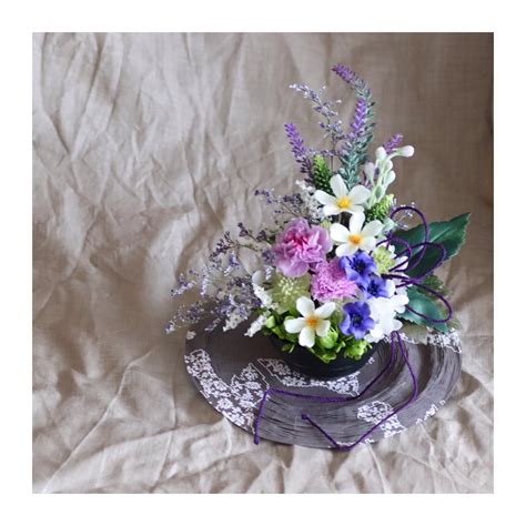 🔶仏花アレンジメント・オーダー今日のお花しおはなし＊癒しのカラーの仏花アレンジメント プリザーブドフラワー、アーティフィシャル
