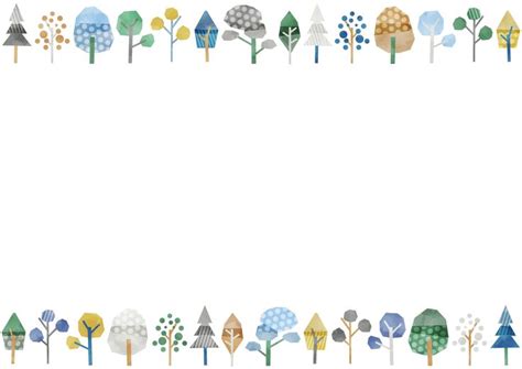 かわいい冬の木々のイラストフレーム フレーム イラスト フリー素材 イラスト 手芸