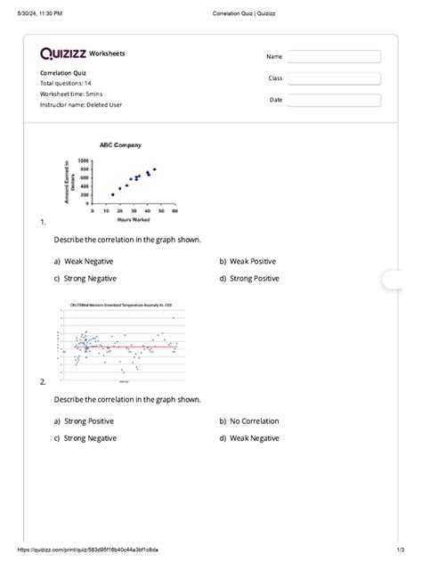 Correlation Quiz Quizizz Pdf Multivariate Statistics Statistical Analysis