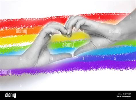 Happy Pride Month Concept Female Hands Making A Heart Gesture With Her