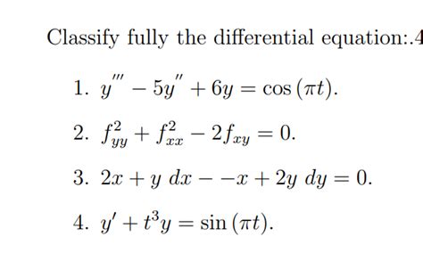 Solved Classify Fully The Differential Equation 1
