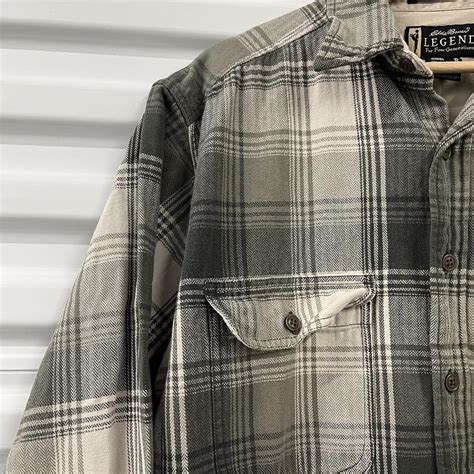Eddie Bauer Mens Grey And Tan Shirt Depop