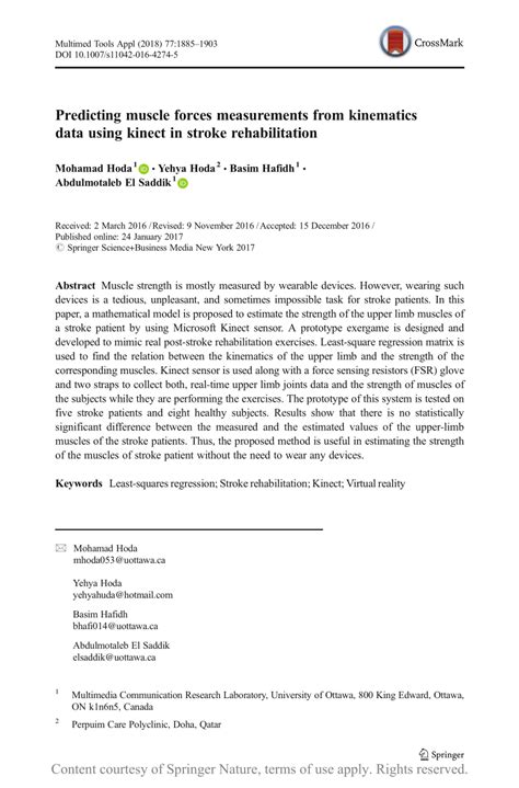 Predicting Muscle Forces Measurements From Kinematics Data Using Kinect In Stroke Rehabilitation
