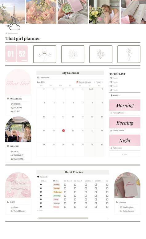 That Girl Planner Notion Template Aesthetic Dashboard Selly
