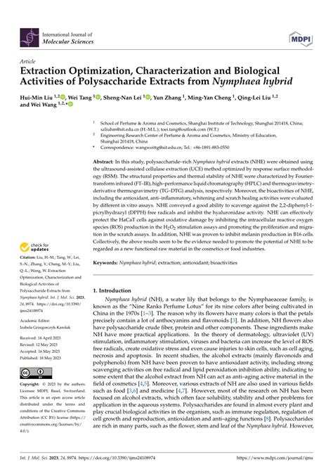 Pdf Extraction Optimization Characterization And Biological