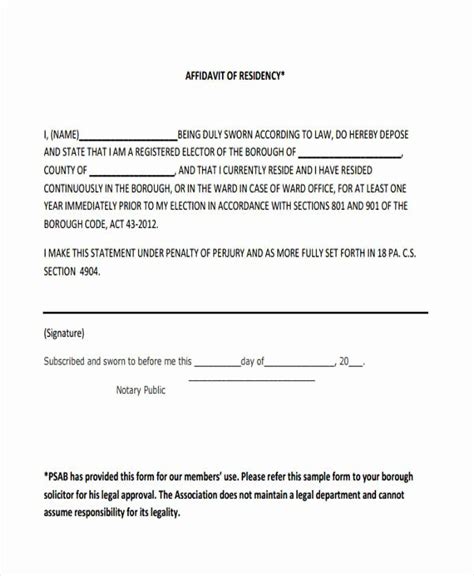 Single Affidavit Form